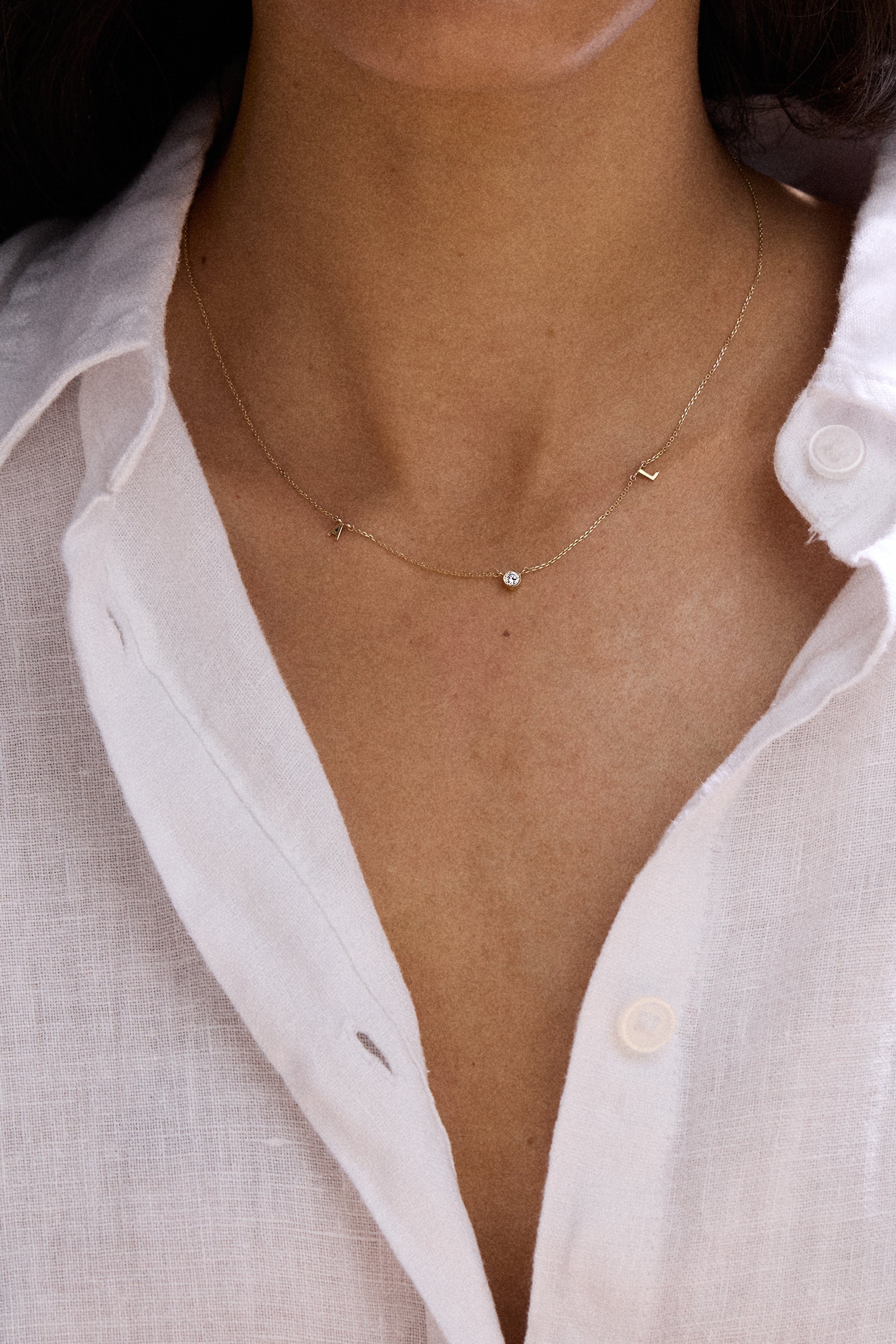 FOREVER CONNECT LETTER NECKLACE – AURUM + GREY