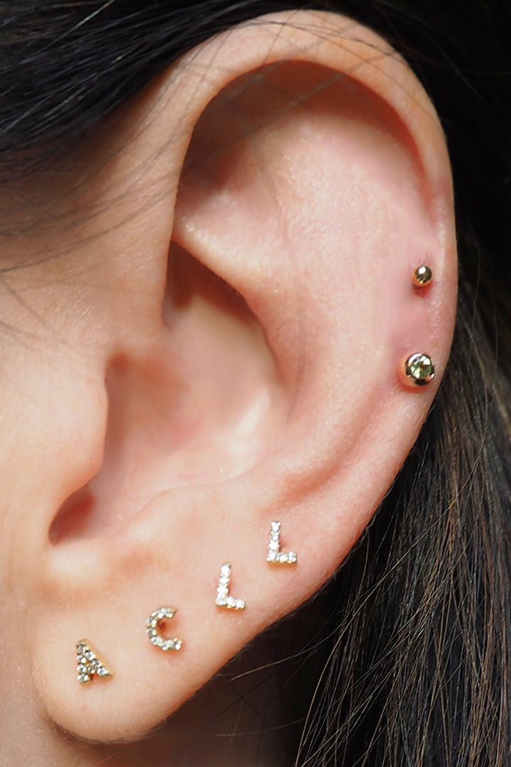 AURUM + GREY INITIAL STUD