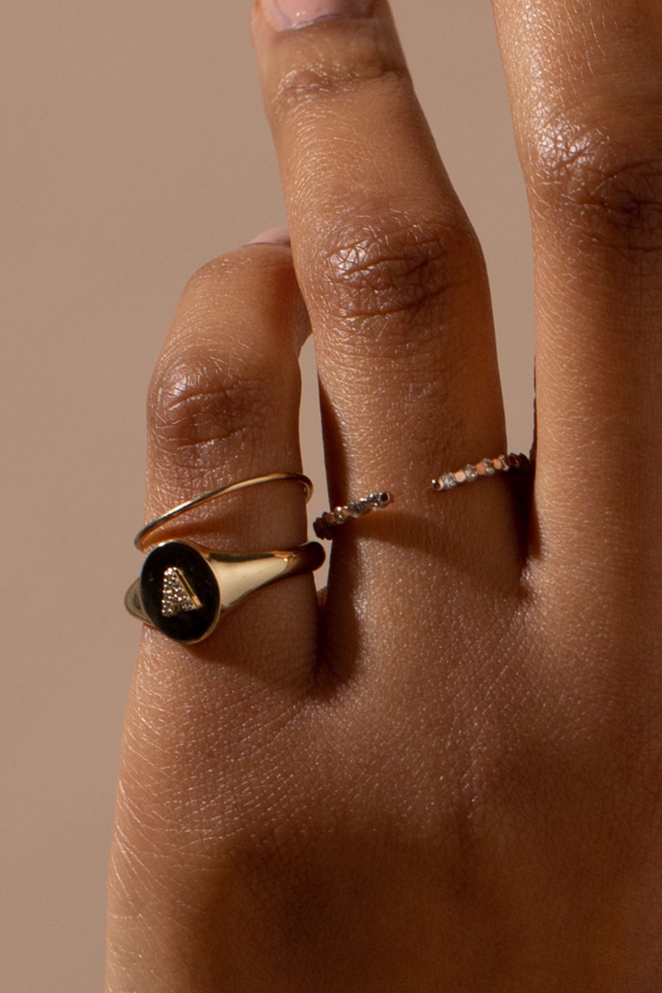 AURUM + GREY INITIAL RING