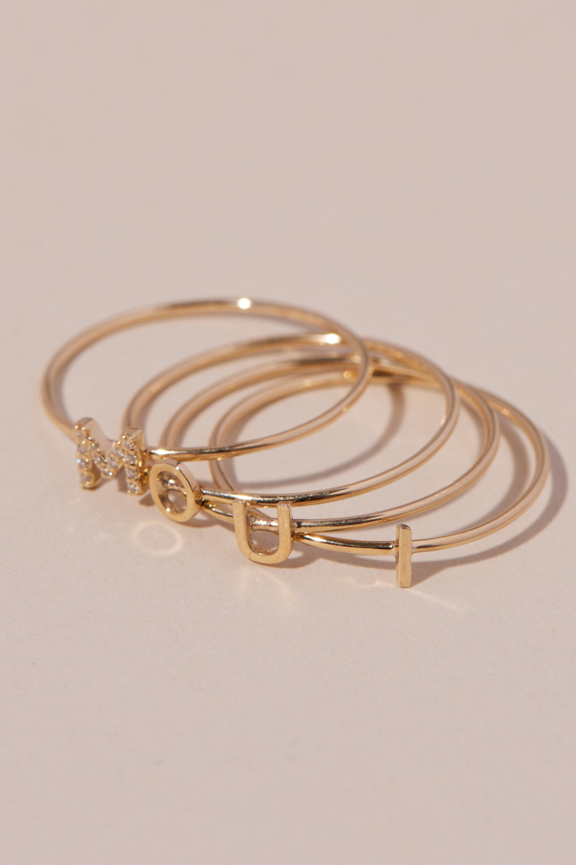 DIAMOND LETTER STACKING RING – AURUM + GREY