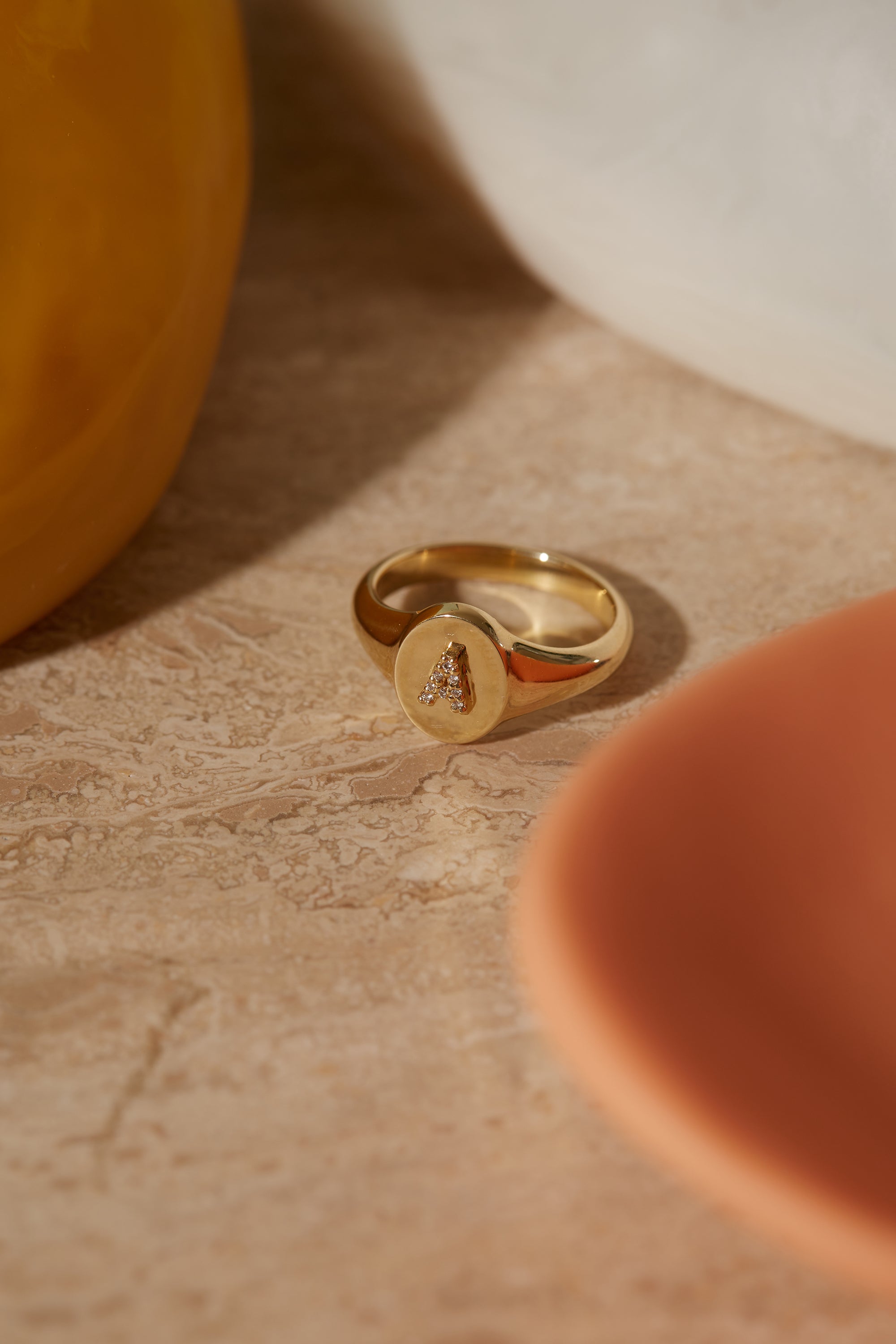 AURUM + GREY INITIAL RING